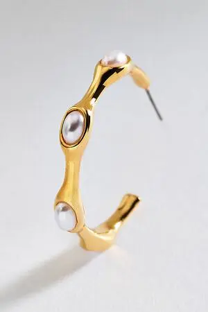 Anthropologie Pearled Hoop Earrings - Pearl