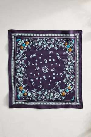 TERRAIN Embroidered Fall Floral Bandana - Grape