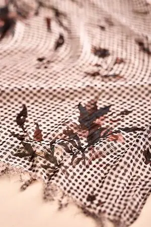 ELIZABETH GILLETT Ggham Floral Micromodal Scarf - Brown