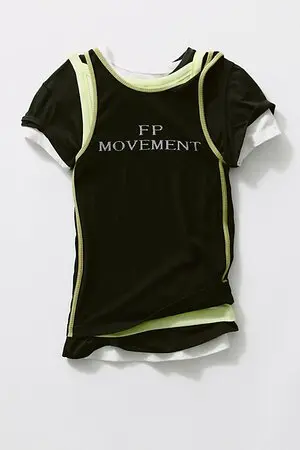 Free People Ribbed Logo Tank - Black