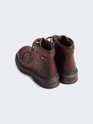 Miu Miu Leather Booties Coffee