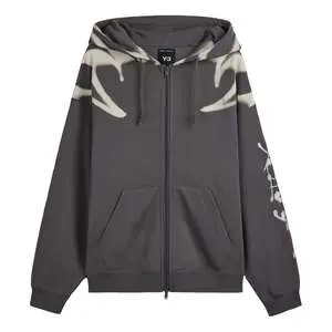 Adidas X Y-3 Chito Graphic French Terry Zipper Hoodie Asia Sizing - Grey Five