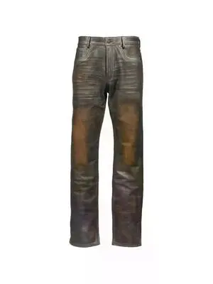 424 Leather Straight-leg Trousers - Grey