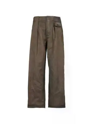 Loewe Pleated Logo-patch Trousers - Brown
