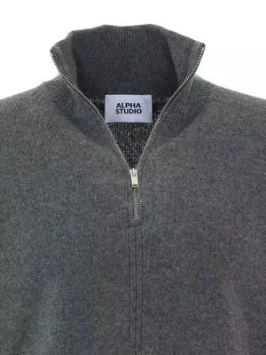 Alpha Studio Half-zip High-neck Sweater - Grey