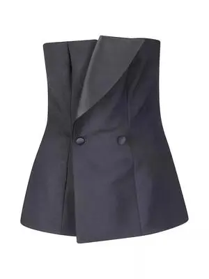 P.a.r.o.s.h Double-breasted Strapless Top - Black
