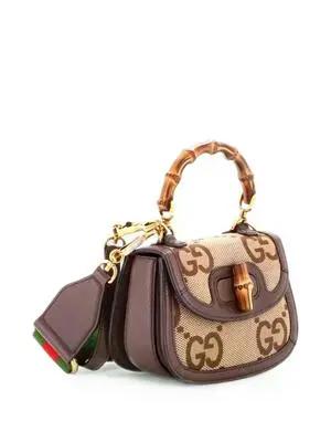 Gucci Bamboo 1947 Top Handle Bag Jumbo Gg Canvas Mini Crossbody Bag