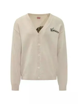 Kenzo Jumping Tiger Embroidered Cardigan - Neutrals