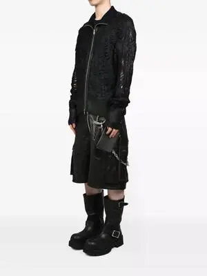 FILTH Distressed Zip-up Cardigan