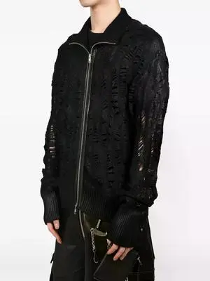 FILTH Distressed Zip-up Cardigan