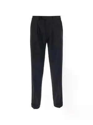 MICHAEL COAL Pleated Turned-up Trousers - Black