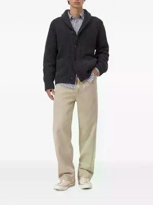 Closed Ribbed Shawl-collar Cardigan