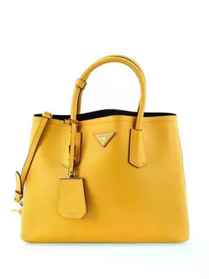 Prada Cuir Double Saffiano Leather Medium Tote Bag - Yellow