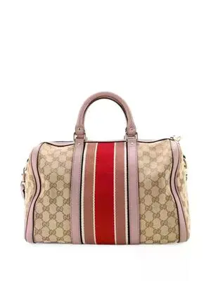 Gucci Vintage Web Boston Gg Canvas Satchel - Brown