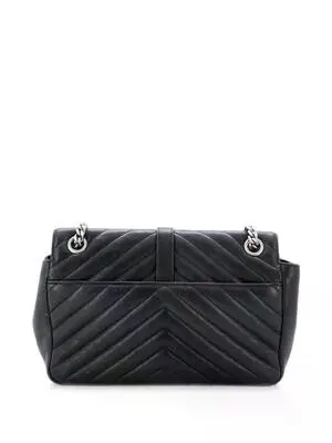 Saint Laurent Classic Monogram Slouchy Envelope Satchel Matelasse Chevron Leather Medium Crossbody Bag - Black