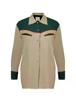 PAULA Piping-detail Cowboy Shirt - Grey