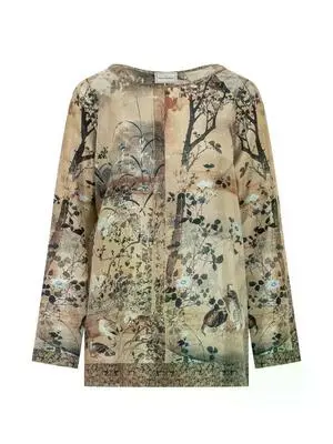 PIERRE-LOUIS MASCIA Aloe Landscape-print Blouse - Neutrals