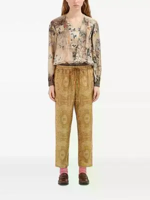 PIERRE-LOUIS MASCIA Aloe Baroque-pattern Straight-leg Trousers - Neutrals