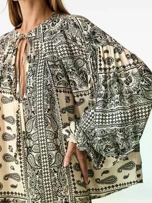 VICOLO Paisley-print Tie-neck Blouse