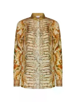 PIERRE-LOUIS MASCIA Aloe Long-sleeve Silk Shirt - Neutrals