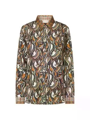 PIERRE-LOUIS MASCIA Abstract-print Silk Shirt
