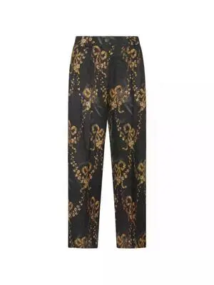 PIERRE-LOUIS MASCIA Beatex Floral-print High-waisted Trousers - Black