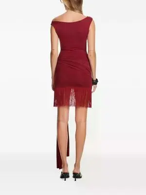 AXEL 113 Tina Fringed-hem Draped Fitted Mini Dress