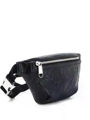 Gucci Gg Embossed Perforated Leather Small Belt Bag - Black