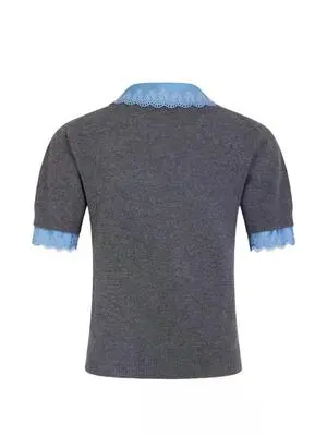Rabanne Embroidered-satin-trim Short-sleeve Sweater