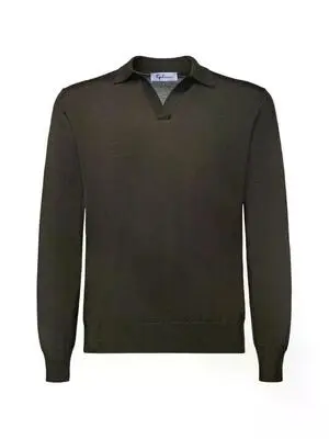 GALIANO Polo-collar Sweater - Brown