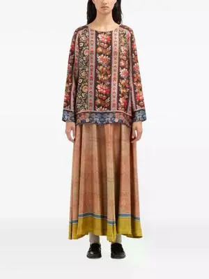 PIERRE-LOUIS MASCIA Floral And Paisley Print Silk Blouse - Brown