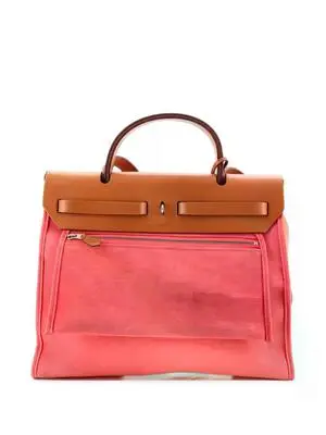Hermès Herbag Zip Leather And Toile 31 Shoulder Bag - Pink
