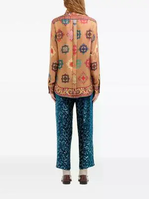 PIERRE-LOUIS MASCIA Aloe Geometric-print Silk Shirt