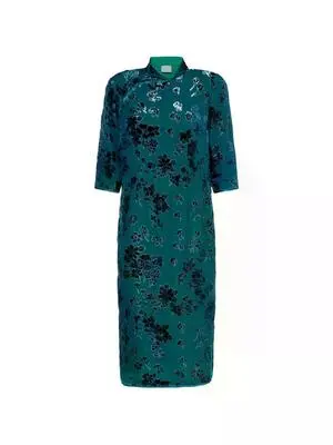 PIERRE-LOUIS MASCIA Vefio Floral-velvet Midi Dress - Blue