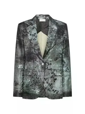 PIERRE-LOUIS MASCIA Floral-print Single-breasted Blazer - Grey