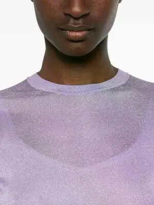 Maje Short-sleeve Metallic-thread T-shirt