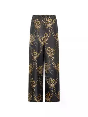 PIERRE-LOUIS MASCIA Aloe Floral-print Silk Palazzo Pants - Black