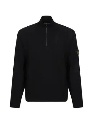 Stone Island Compass-patch Half-zip Sweater - Black