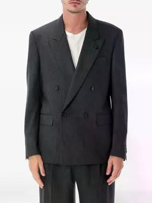 LARDINI Double-breasted Peak-lapels Jacket - Grey