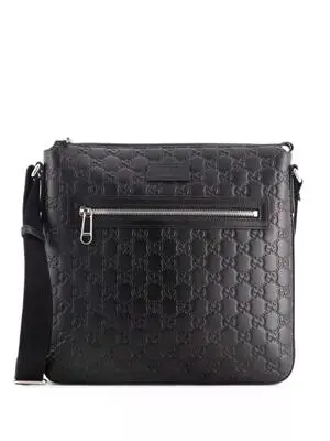 Gucci Signature Zip Messenger Bag Ssima Leather Cross Body Bag