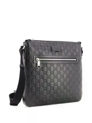 Gucci Signature Zip Messenger Bag Ssima Leather Cross Body Bag