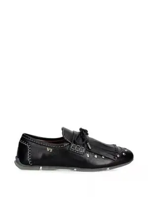 WALES BONNER Studded Fringed Loafers - Black