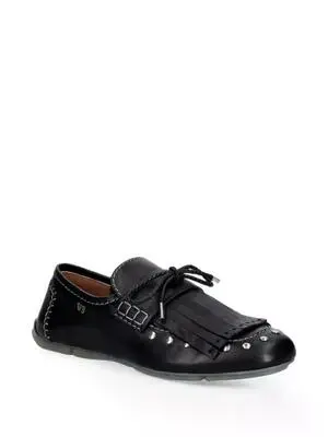 WALES BONNER Studded Fringed Loafers - Black