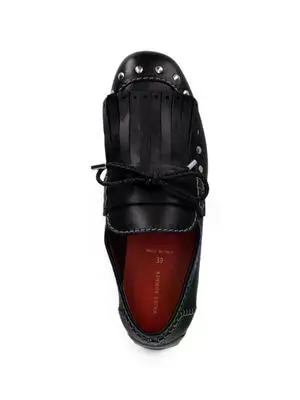 WALES BONNER Studded Fringed Loafers - Black