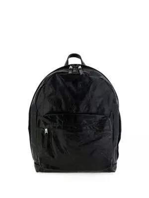GIORGIO BRATO Crumpled Leather Backpack - Black