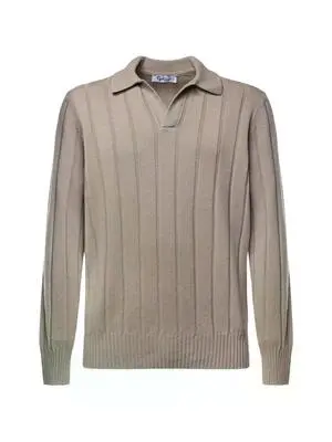 GALIANO Ribbed Fine-knit Top - Brown