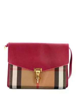Burberry Macken Leather And House Check Canvas Small Crossbody Bag - Brown