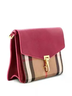 Burberry Macken Leather And House Check Canvas Small Crossbody Bag - Brown