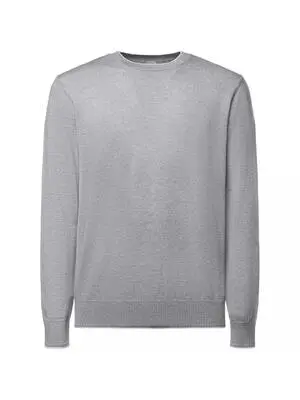 Eleventy Contrast-trim Wool Fine-knit Top - Grey