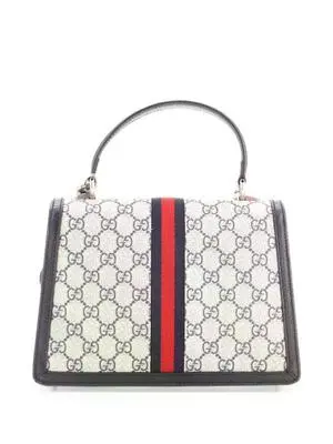 Gucci Ophidia Flap Top Handle Bag Gg Coated Canvas Small Satchel